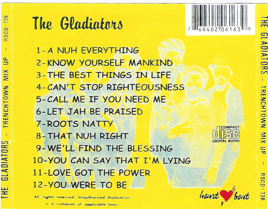Rasta Reggae Music: The Gladiators - Trenchtown Mix Up (CD Heart Beat)