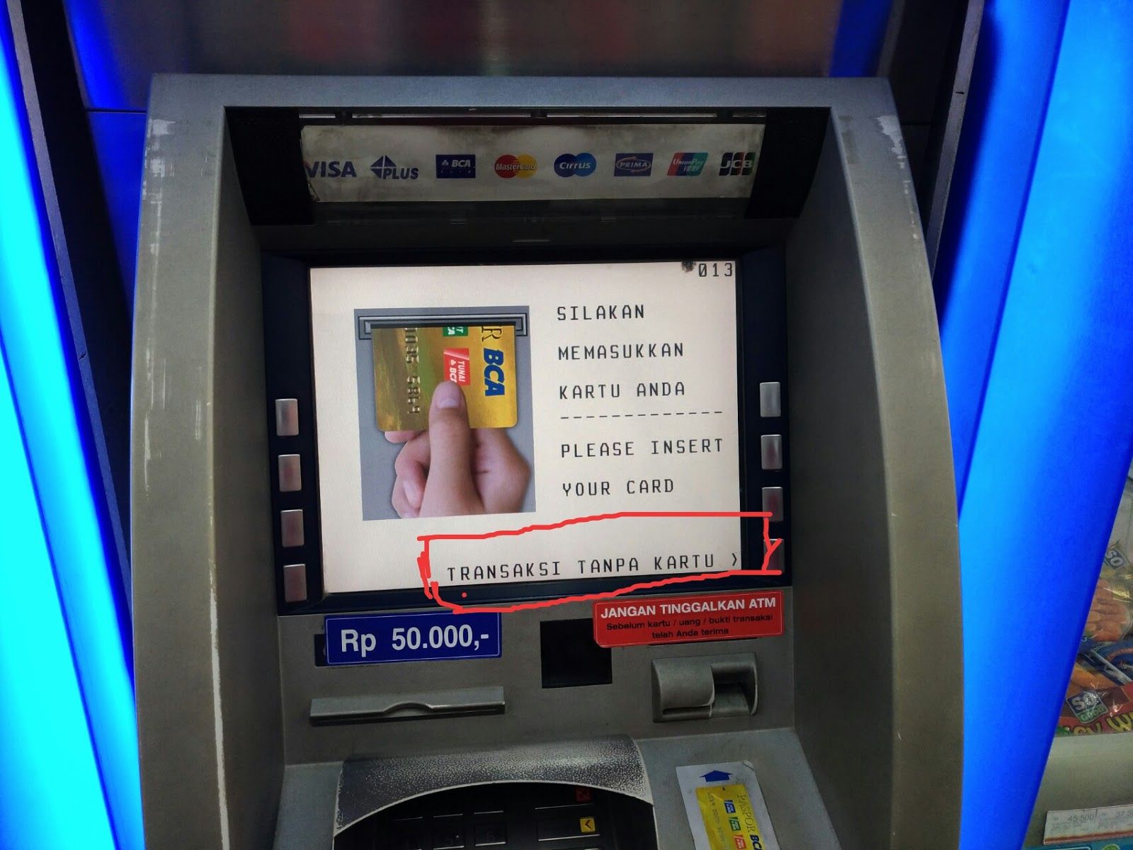 Pengalaman Tarik Tunai di ATM BCA Tanpa Kartu