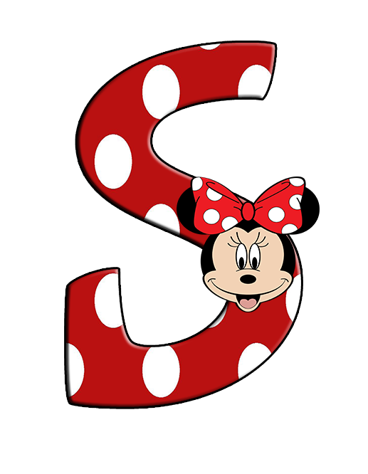Abecedario de Minnie sobre Letra Roja con Lunares Blancos. Polka Dots ...