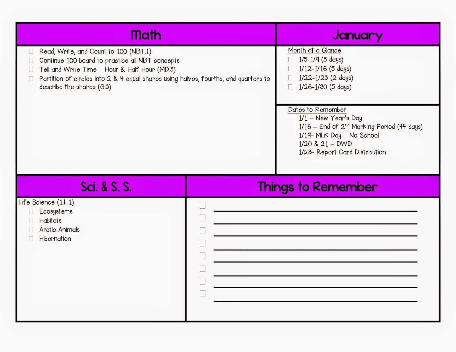 Teach it With Class: 1st Grade Curriculum Maps