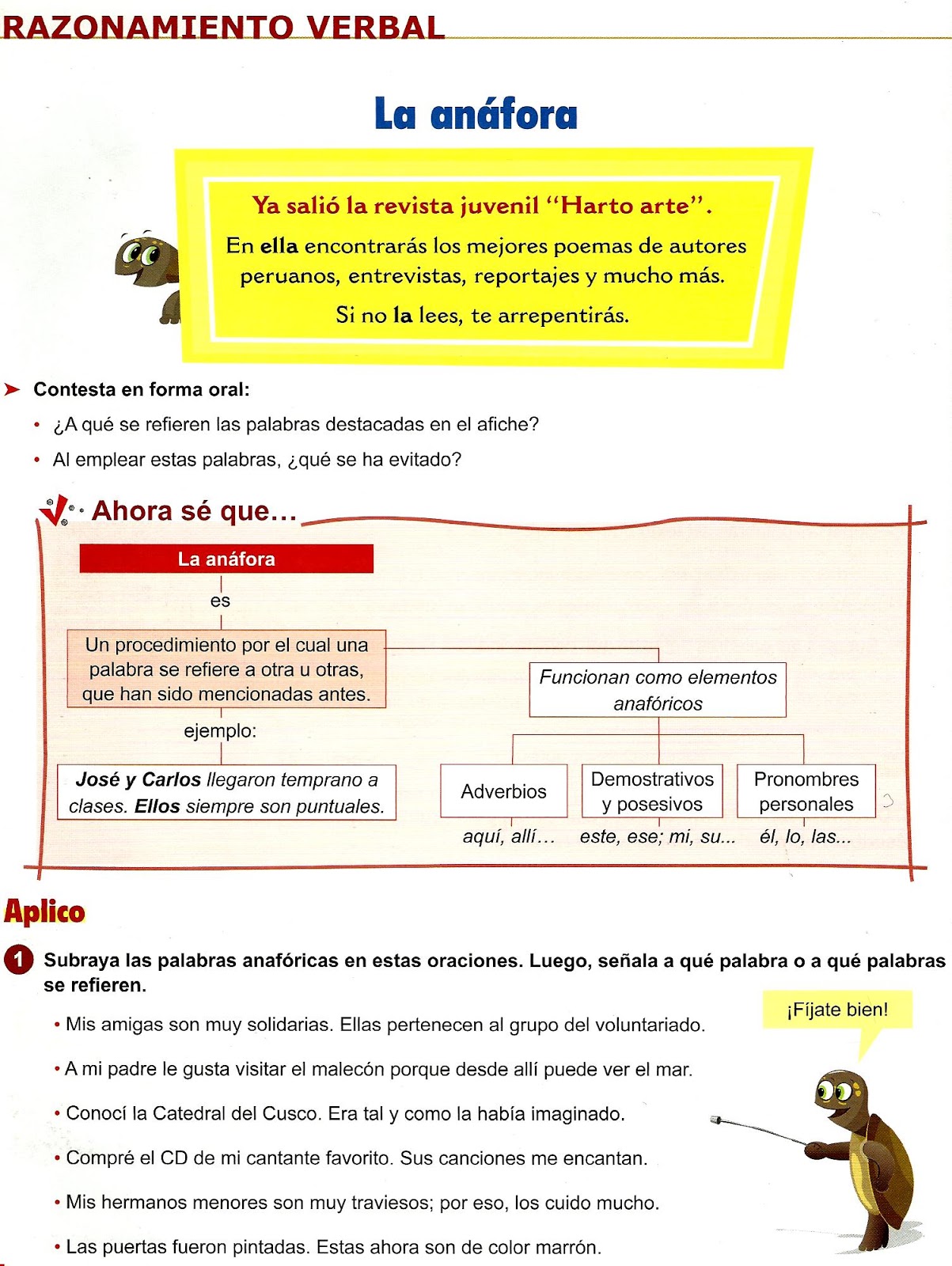 La canasta de los apuntes: Razonamiento verbal LA ANÁFORA