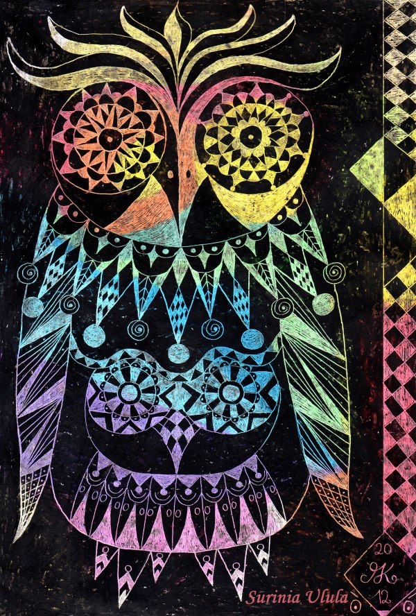 SCRATCH ART OWLS