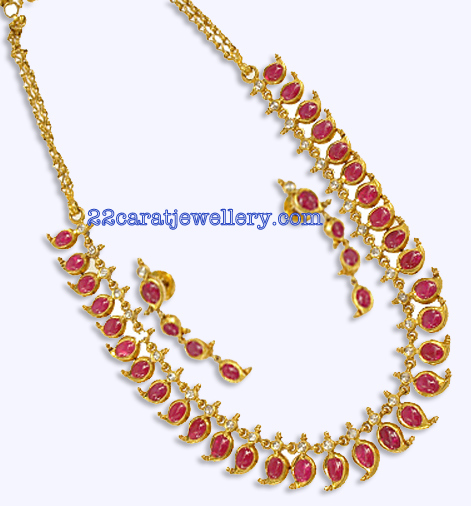 Gold Mango Mala(Mango Malai) with Rubys Gallery (Temple jewellery ...