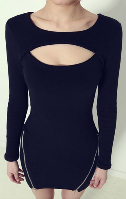 [Dabagirl] Zippered Hem Open-chest Slim-fit Dress | KSTYLICK - Latest ...