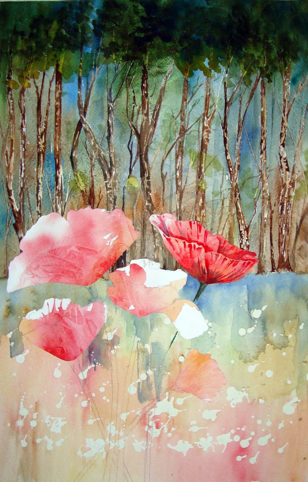 Watercolour Florals: Poppies Collage