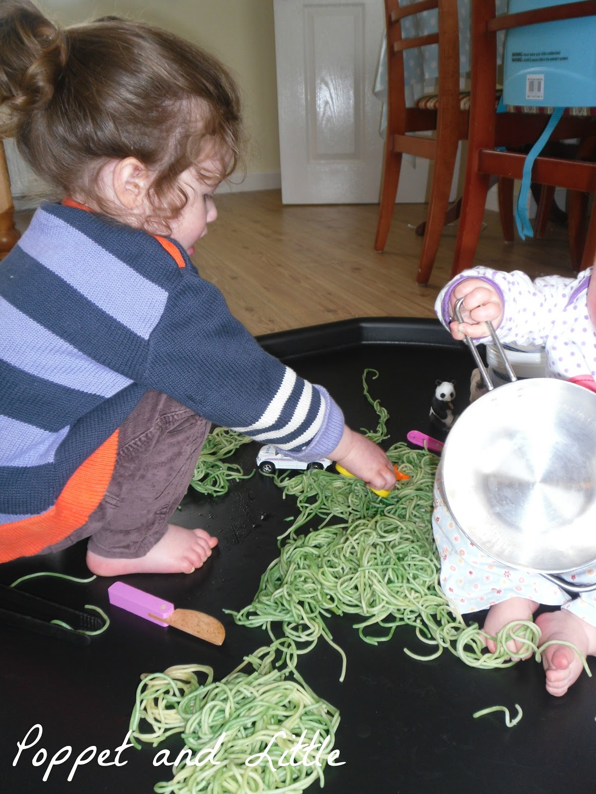 Poppet and Little: Spaghetti Messy Play