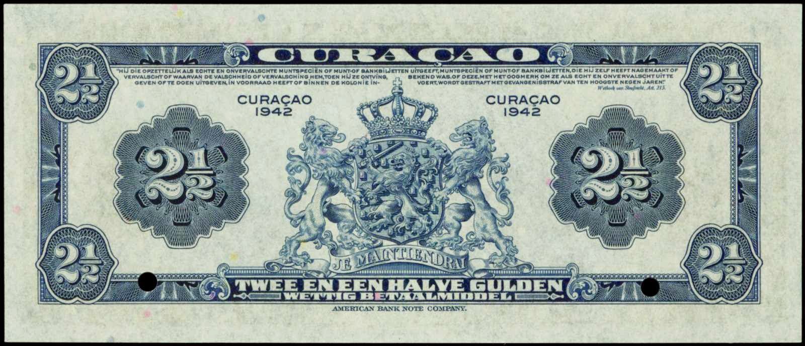 Curacao 2 1/2 Gulden 1942|World Banknotes & Coins Pictures | Old Money ...