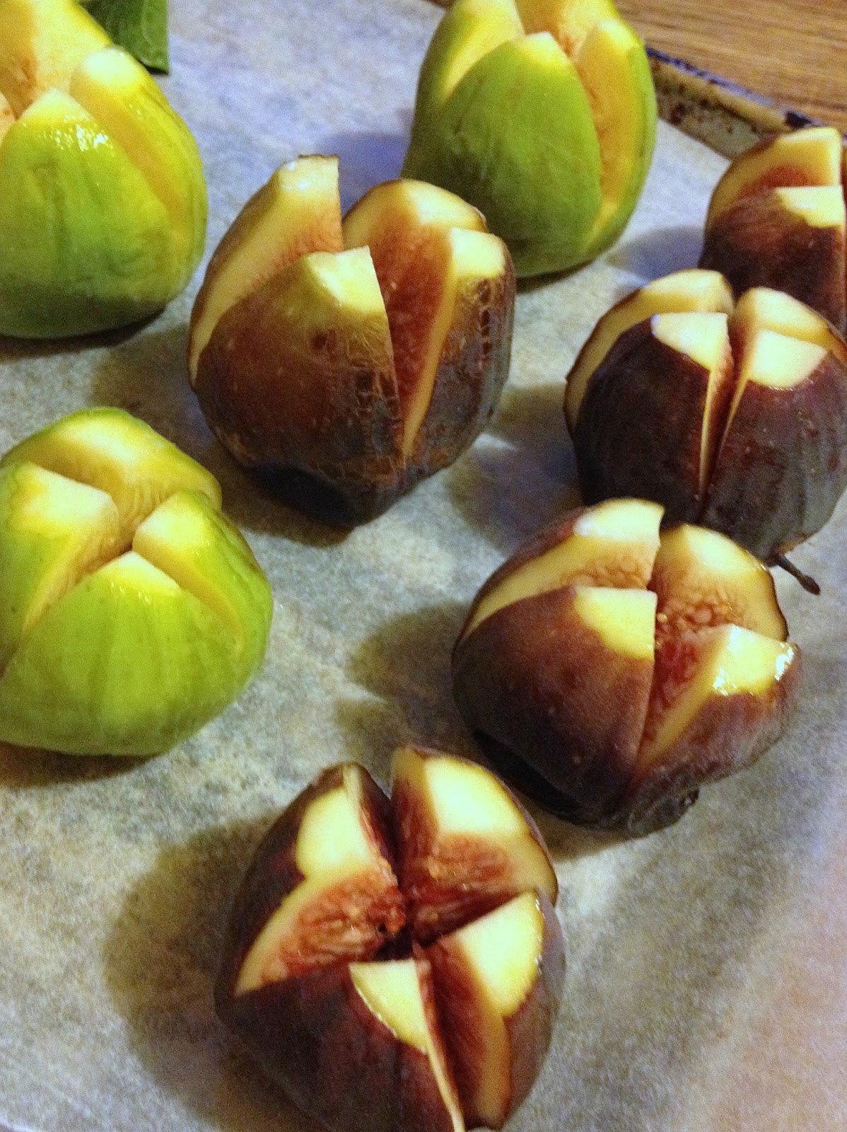 Keep the Peas: KING SALMON IN FIG LEAVES, ROASTED FETA-STUFFED FIGS