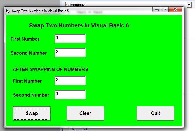 Free Programming Source Codes And Computer Programming Tutorials Swap Two Numbers In Visual Basic 6