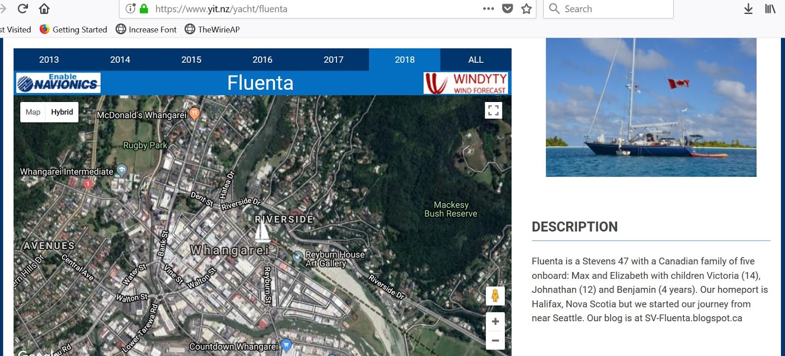 SV FLUENTA : How to Track Fluenta On-Line - PredictWind and YIT