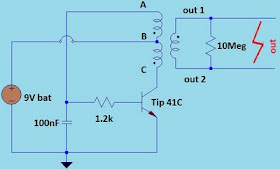 simple electronics: High voltage generator using 9V
