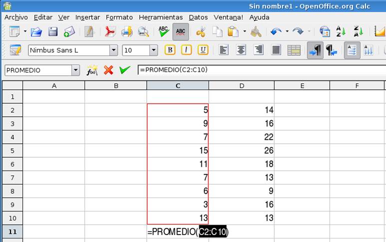 OpenOfficeLeonardo: Función para calcular el promedio