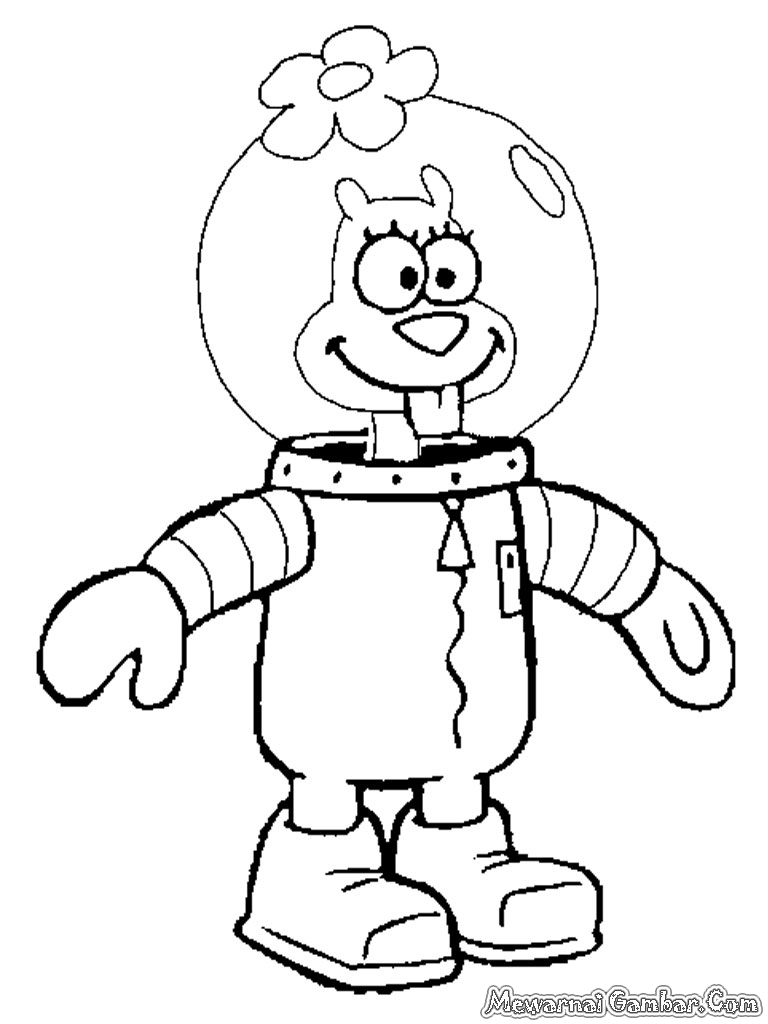 Mewarnai Gambar Sandy Cheeks Si Tupai | Mewarnai Gambar