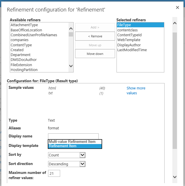 customizing existing Refinement Display Templates and adding Count to ...