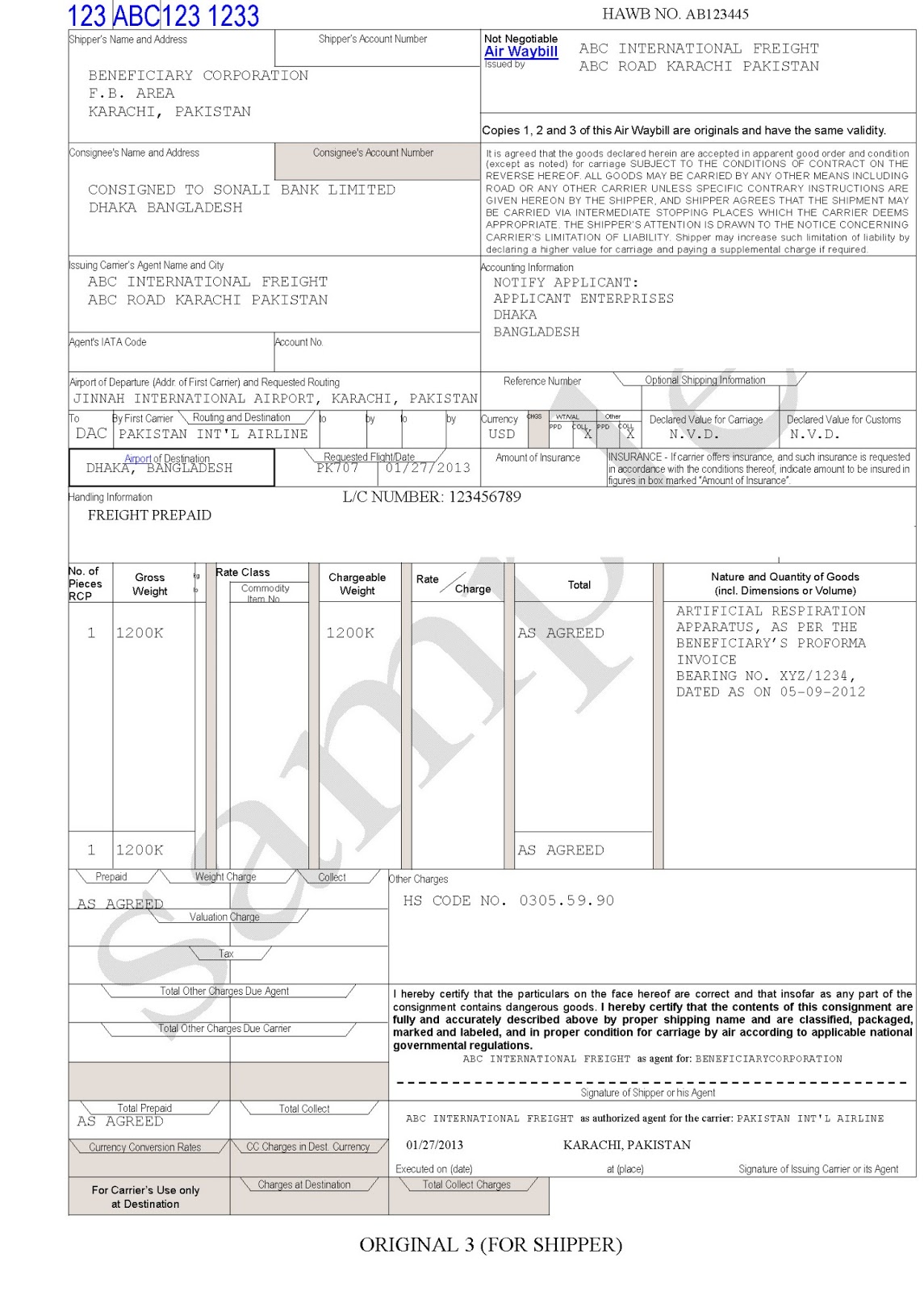 EXPORT DOCUMENTATION SOLUTIONS : SAMPLE DOCUMENTS