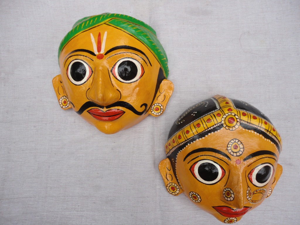 Cheriyal Scroll Paintings by Vaikuntam nakash: cherial sawdust masks