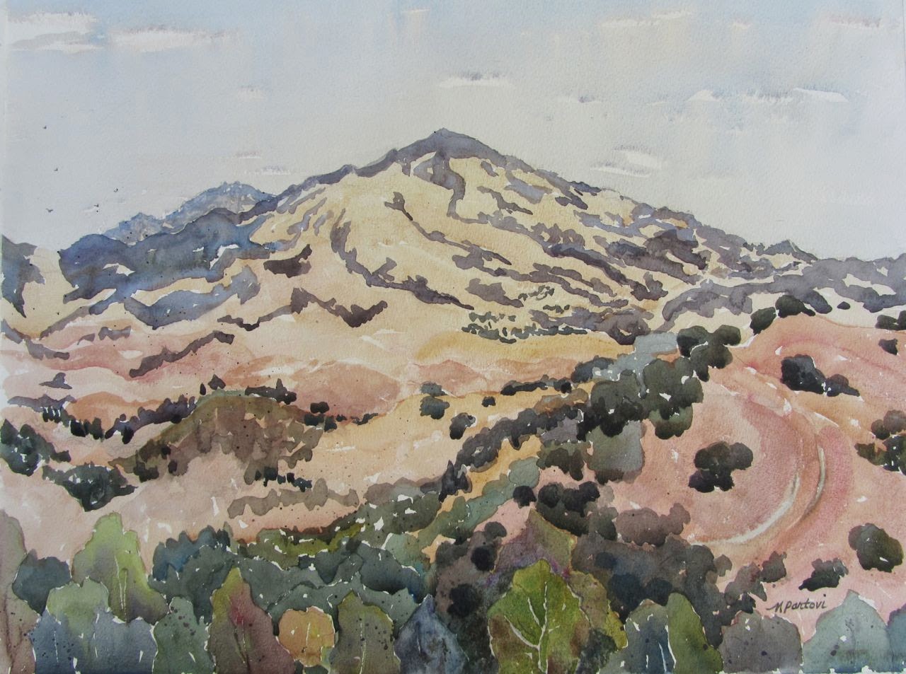 Nancy Partovi: Fine Art in Watercolor: Mount Diablo--Many Paths to the Top