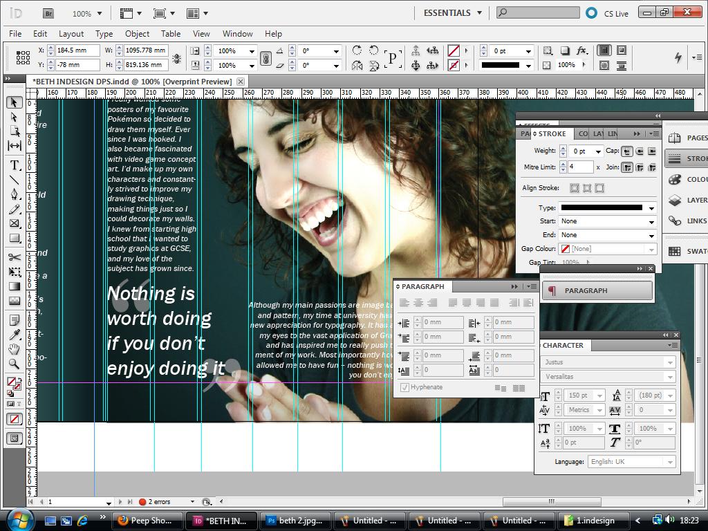 Sophie Wilson//Design Practice: InDesign Final Design: The Design Process.