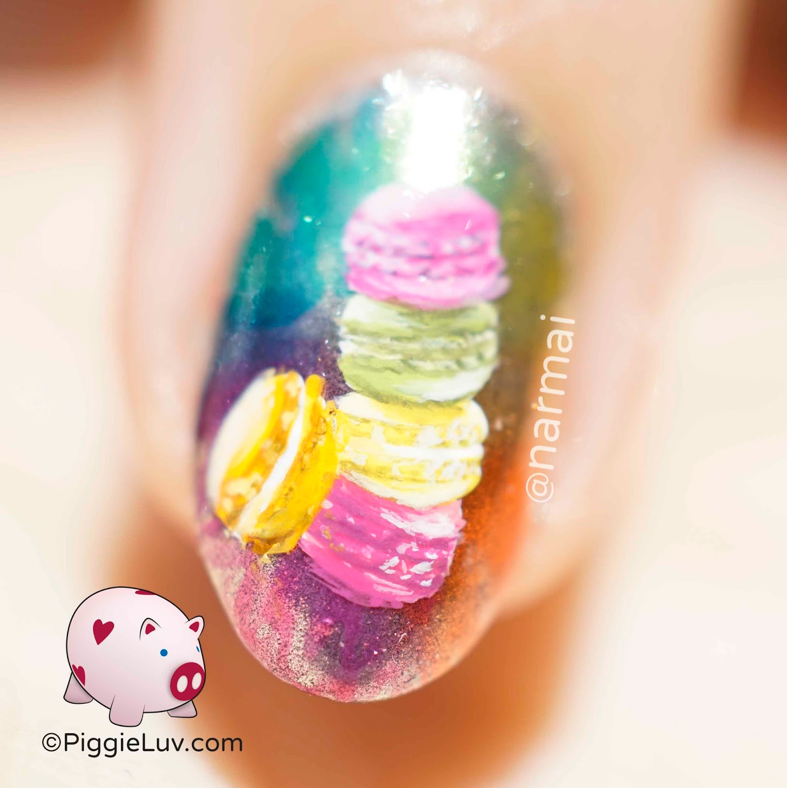 PiggieLuv: Rainbow macarons nail art