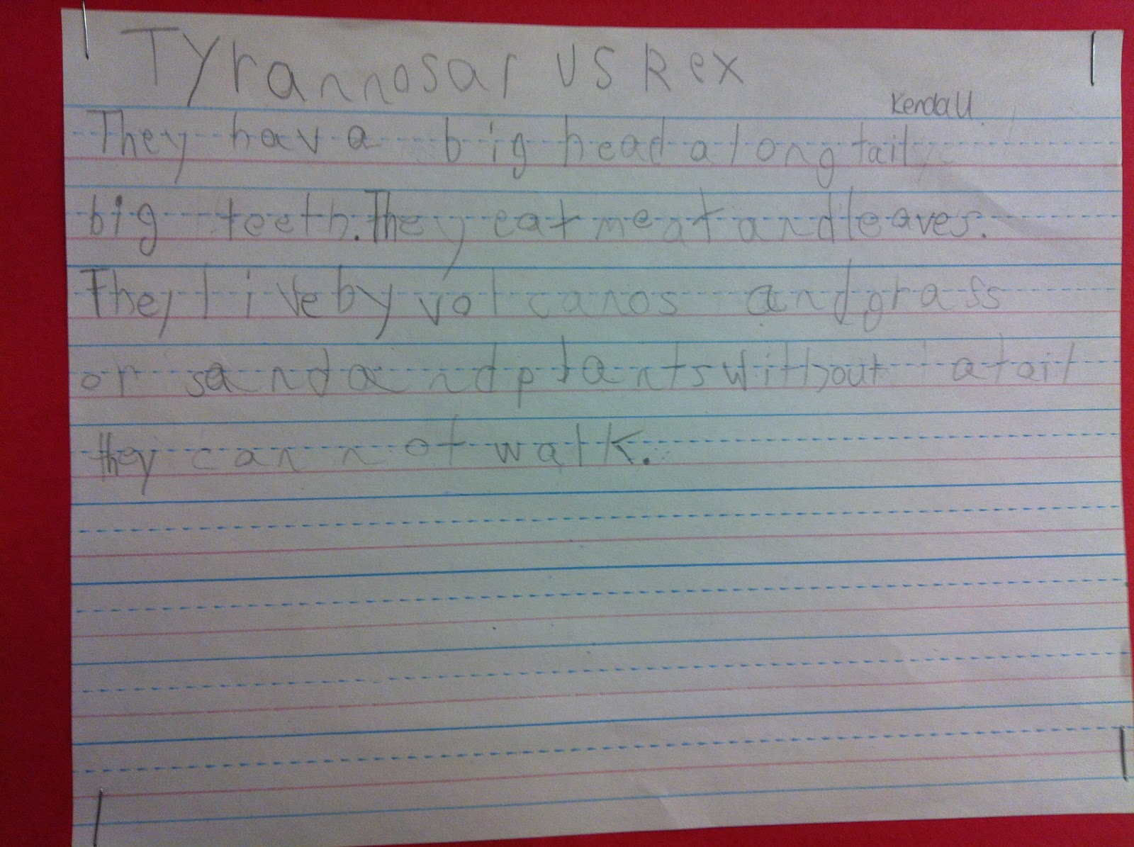 Mrs. Hannah's First Grade Class: Tyrannosaurus Rex writing!