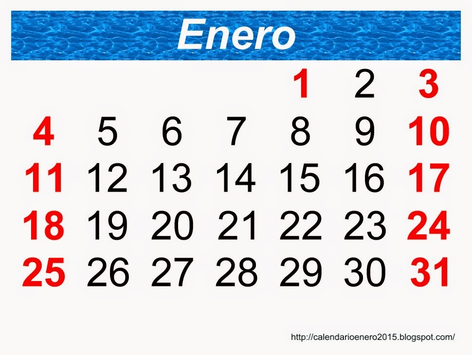 Calendarios para imprimir Enero 2015 - Calendario Para Imprimir Enero ...