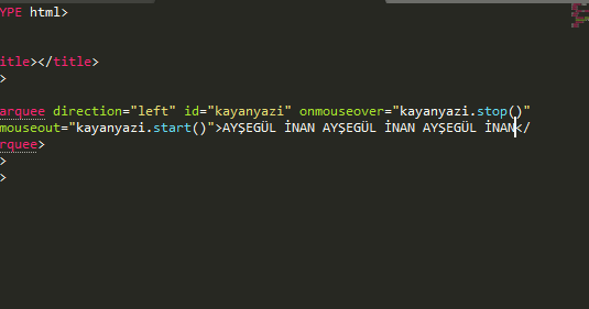 Bir Damla JavaScript: ÜZERİNE GELİNCE DURAN KAYAN YAZI