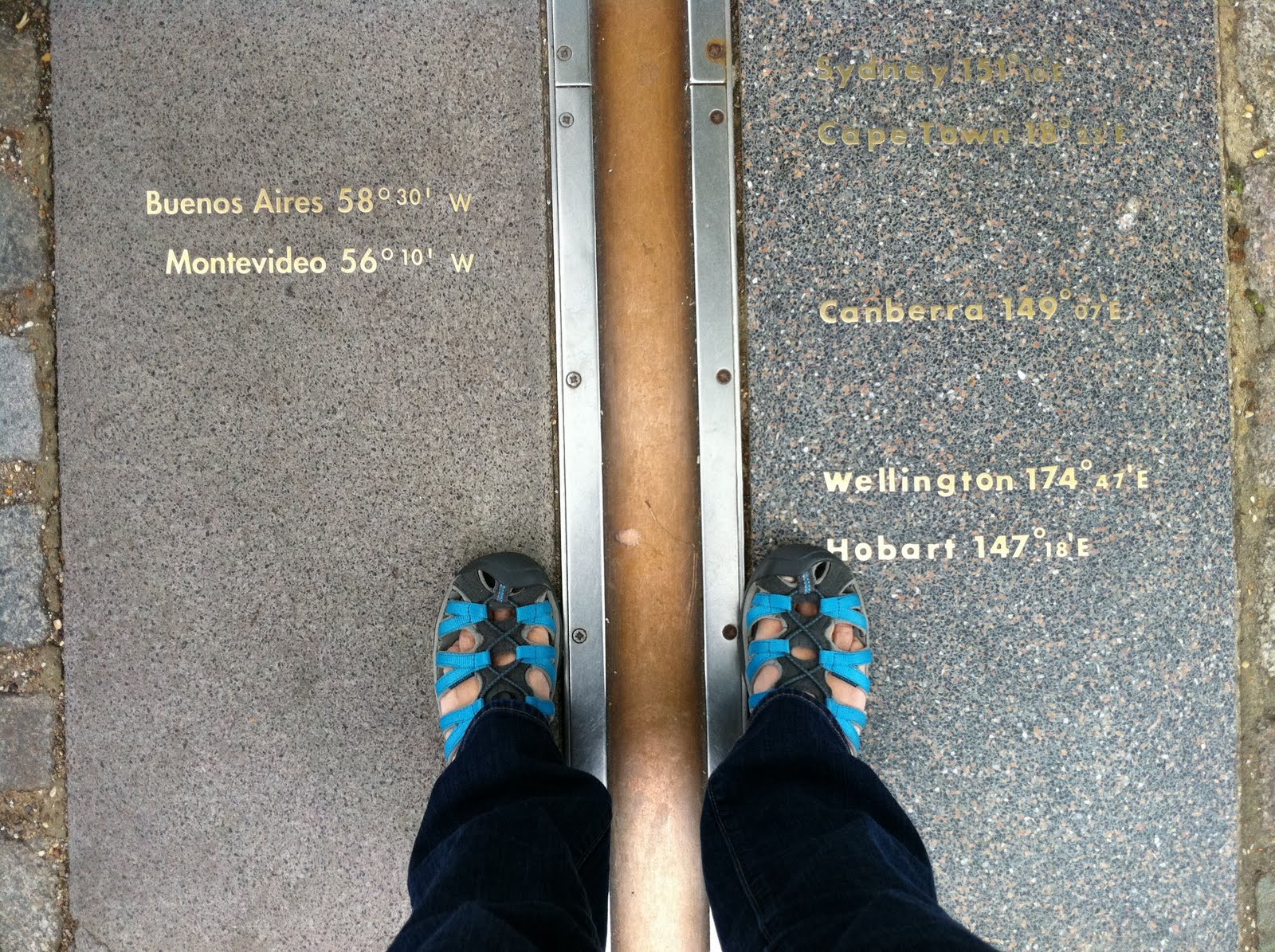 Theresa's London Expedition: A foot in each hemisphere...