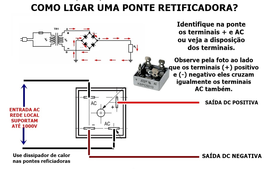 * Epaul IE Eletrônica: Como ligar uma ponte retificadora?