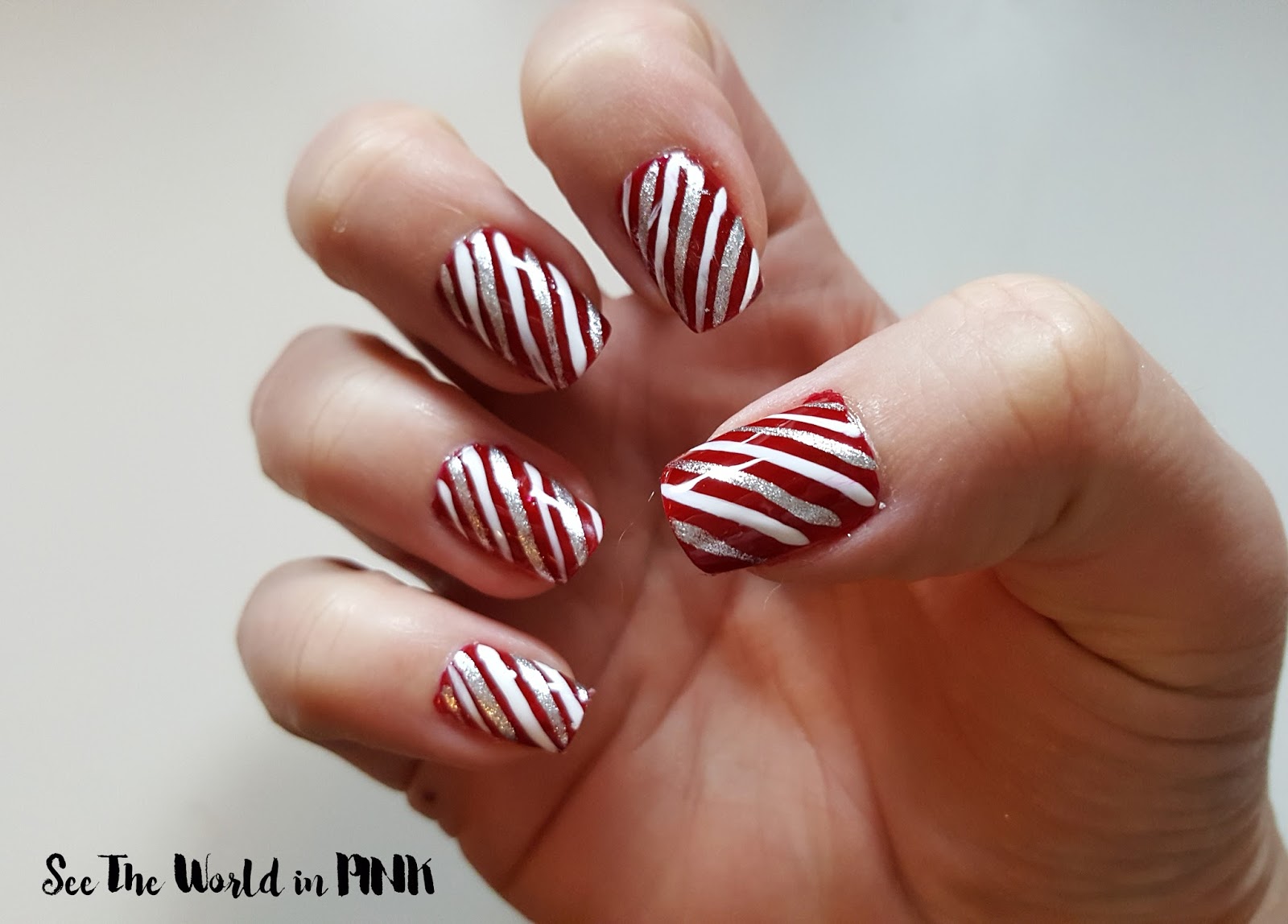 Manicure Monday - Candy Cane Striped Nails! | See the World in PINK