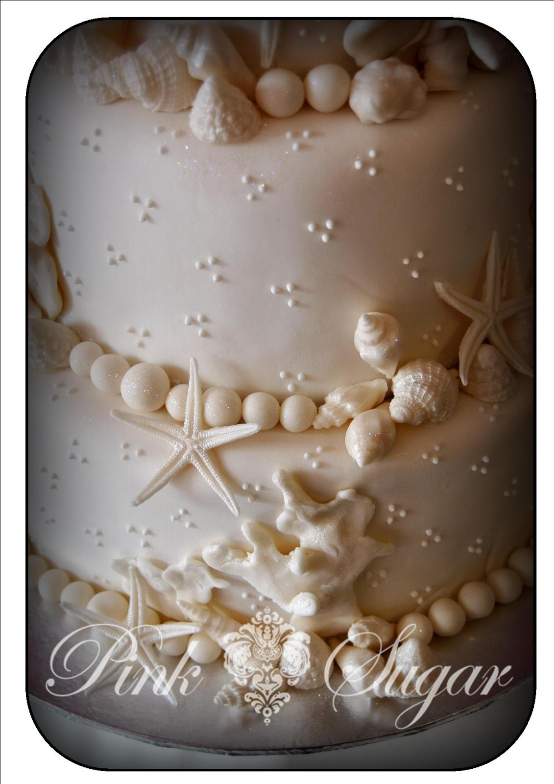 Pink Sugar: Cream Sea Shells & Coral Wedding Cake...