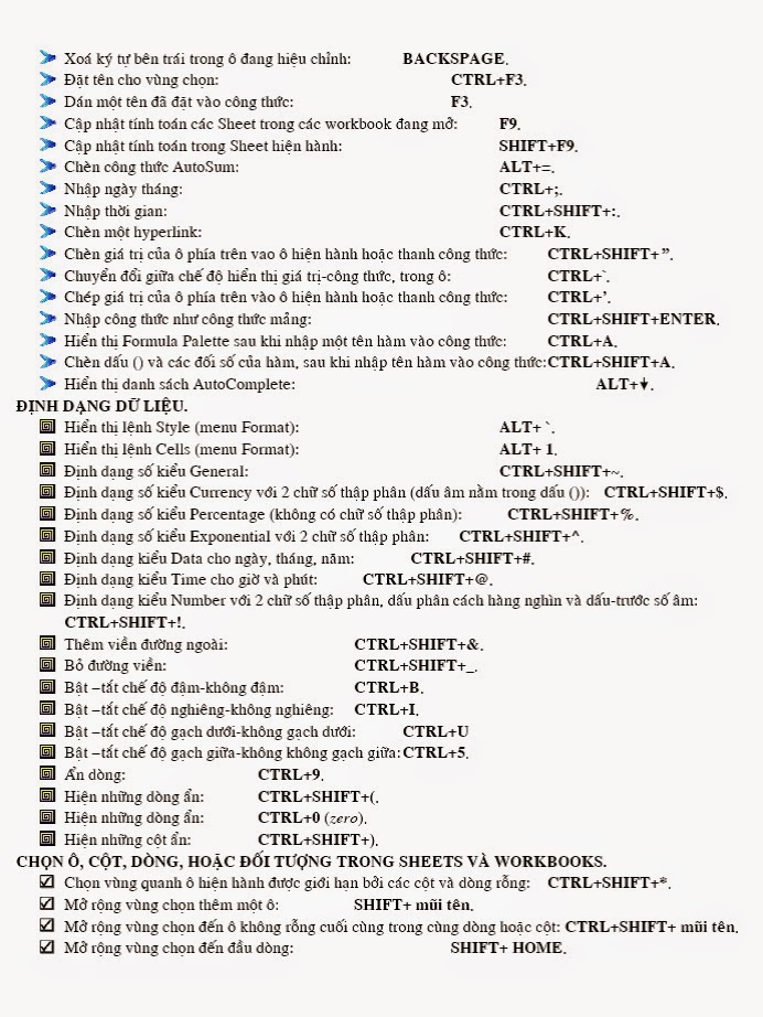 Tổng Hợp Phím Tắt Trong Excel Full ~ Chia Sẻ Thông Tin Hữu ích