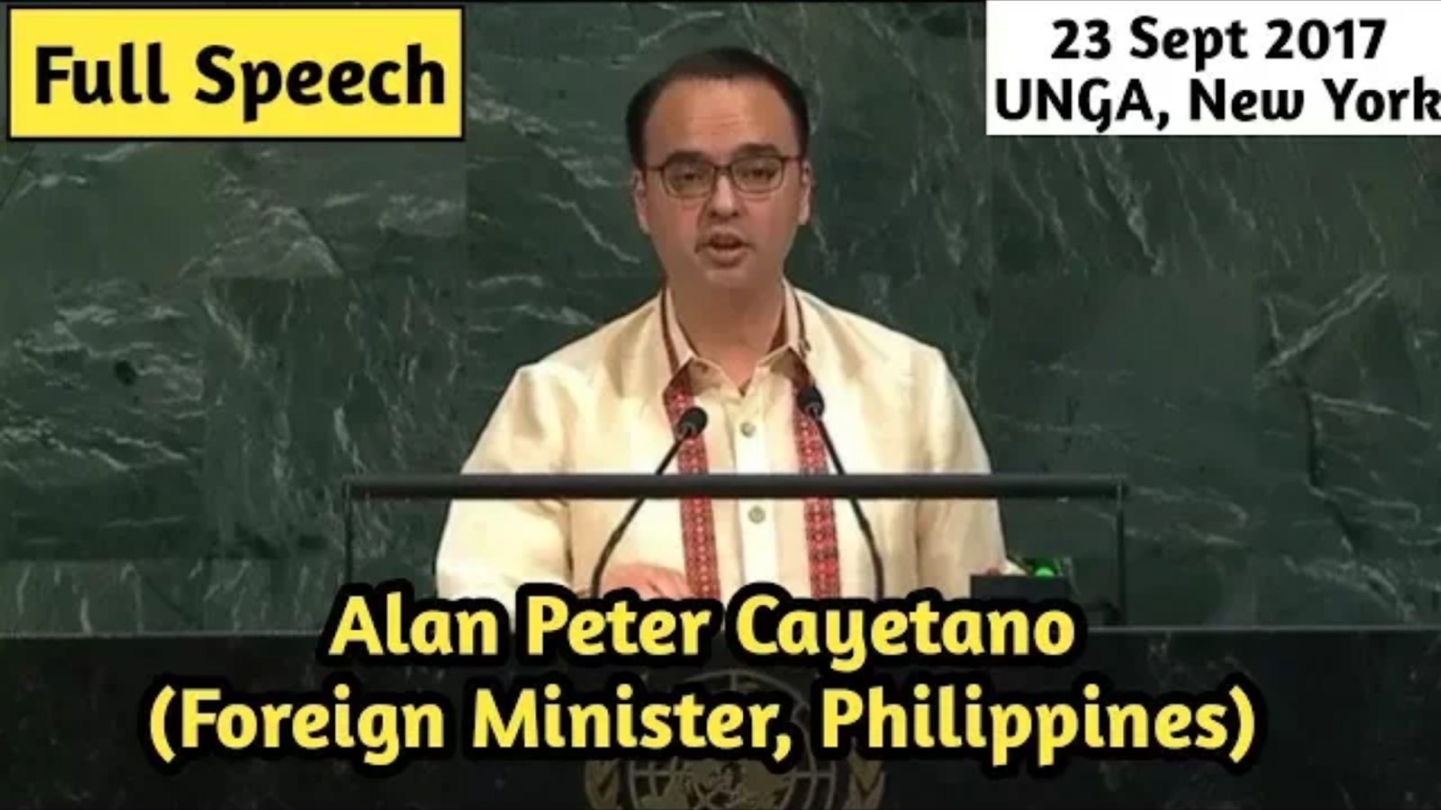 Philippines: Alan Peter Cayetano Speech At UNGA United Nations | 23 ...