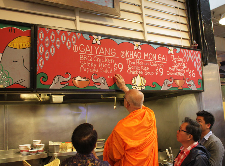 L STAR MURALS: Signs for Sticky Rice at the Grand Central Market in LA