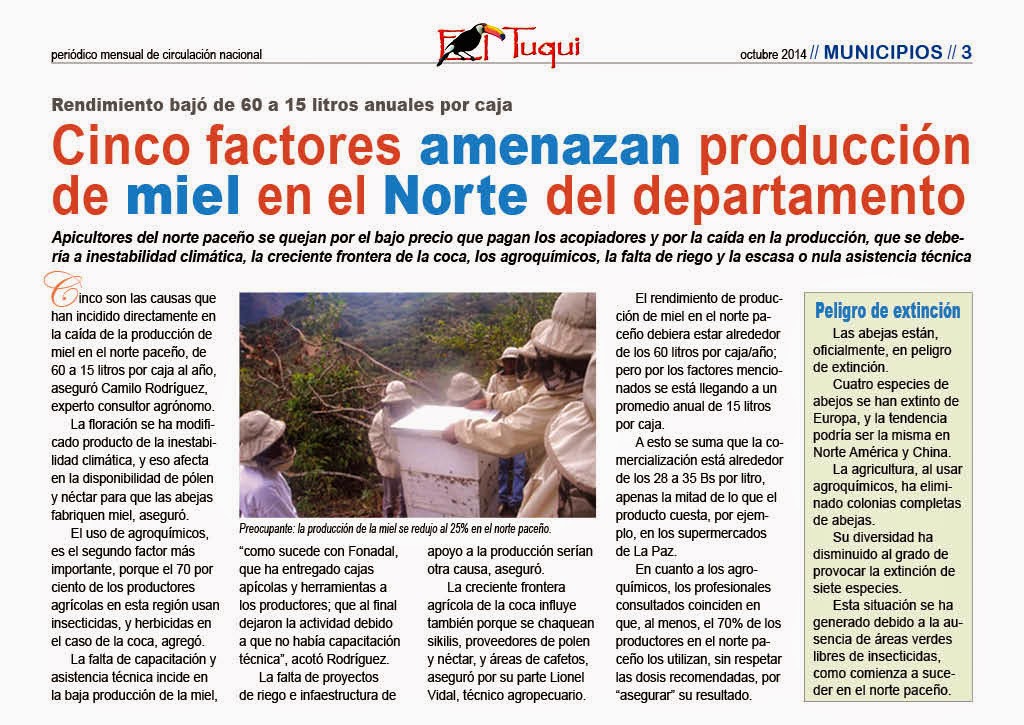 PERIÓDICO MENSUAL "EL TUQUI": NOTAS PERIODÍSTICAS DEL NÚMERO INAUGURAL ...