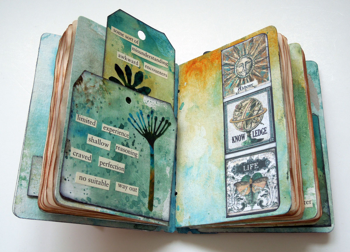 Inky Dinky Doodle: Die-cut journal with pockets and tags