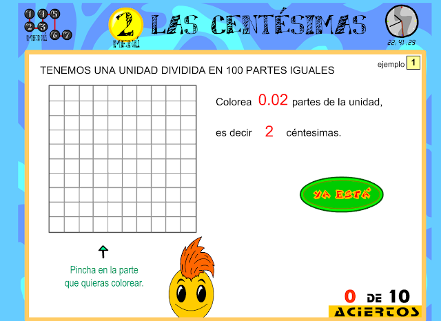 Aprender es divertido 3º: Los números decimales: La centésima.