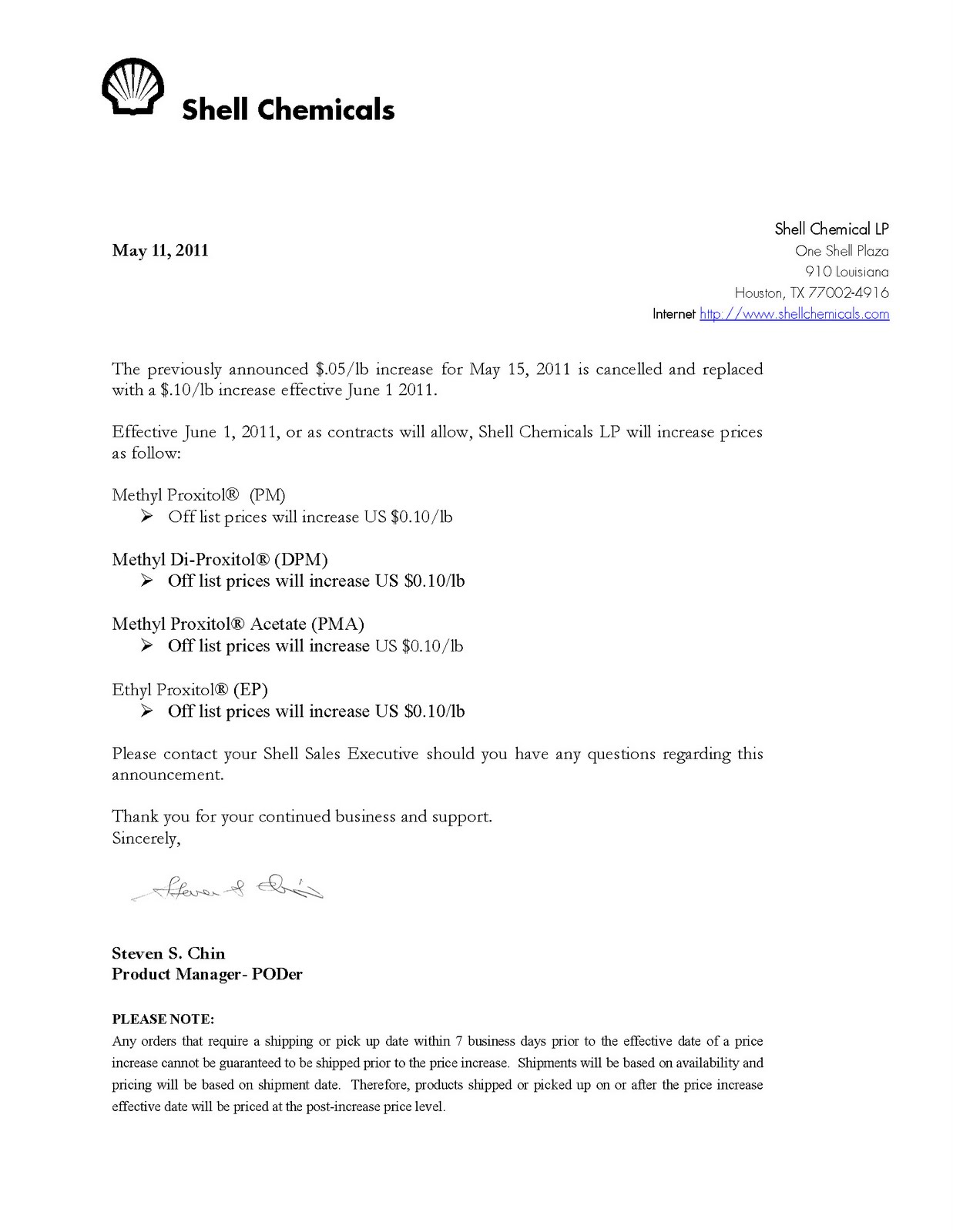 Chemical Market Info from RCU Chemical, LLC.: May 2011