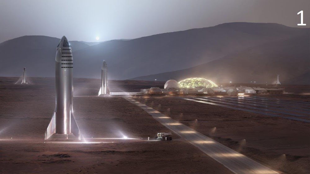 New official renders of SpaceX Starship on the Moon & at Mars Base ...