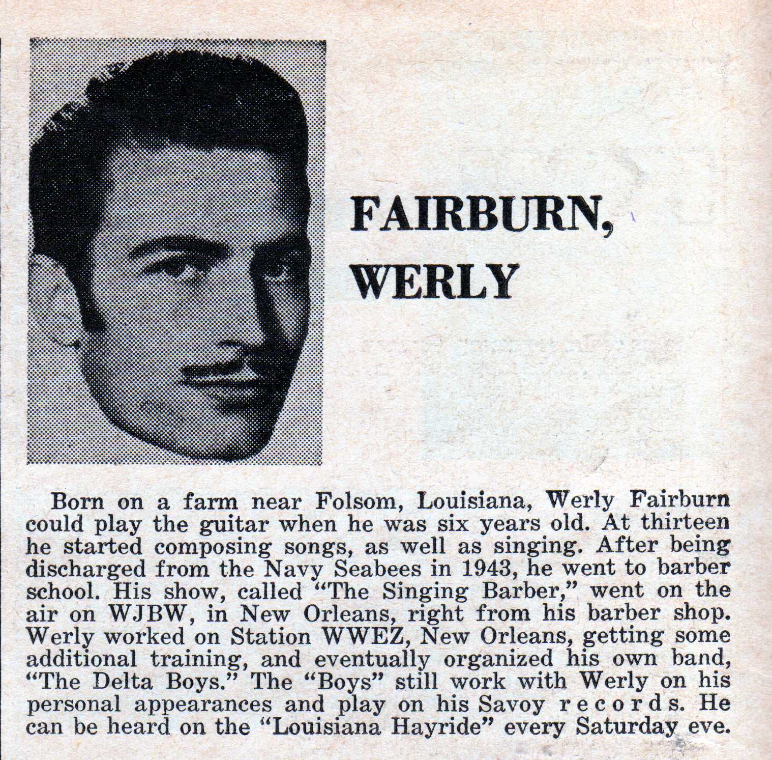 Rock and Roll Times: Werly Fairburn