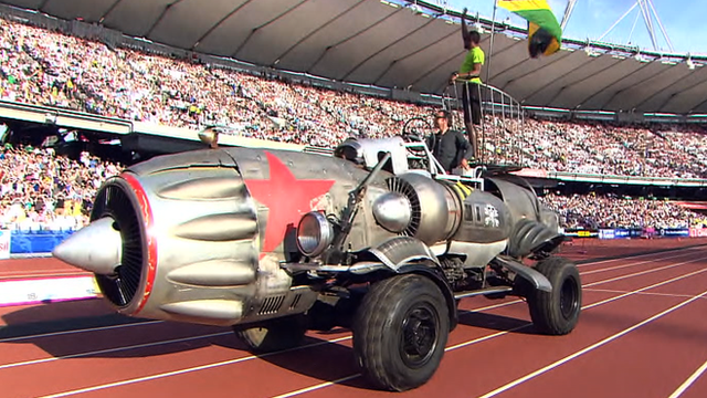 sports: Usain Bolt arrives at Anniversary Games on a rocket