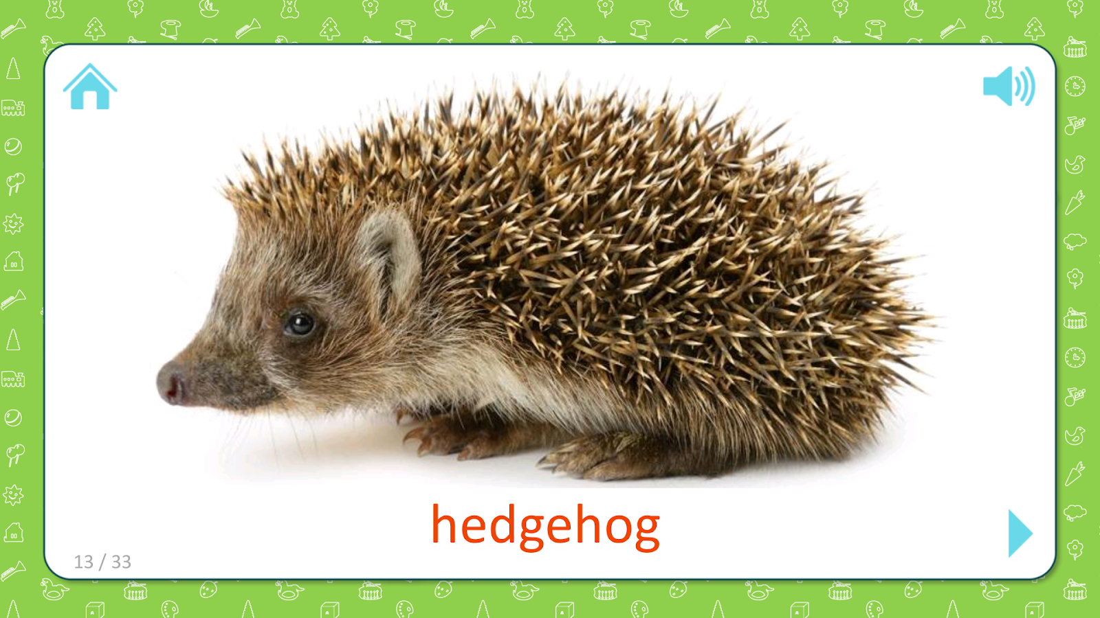 FlashCards For Kids: Hedgehog - Wild Animals - Flashcards for Kids