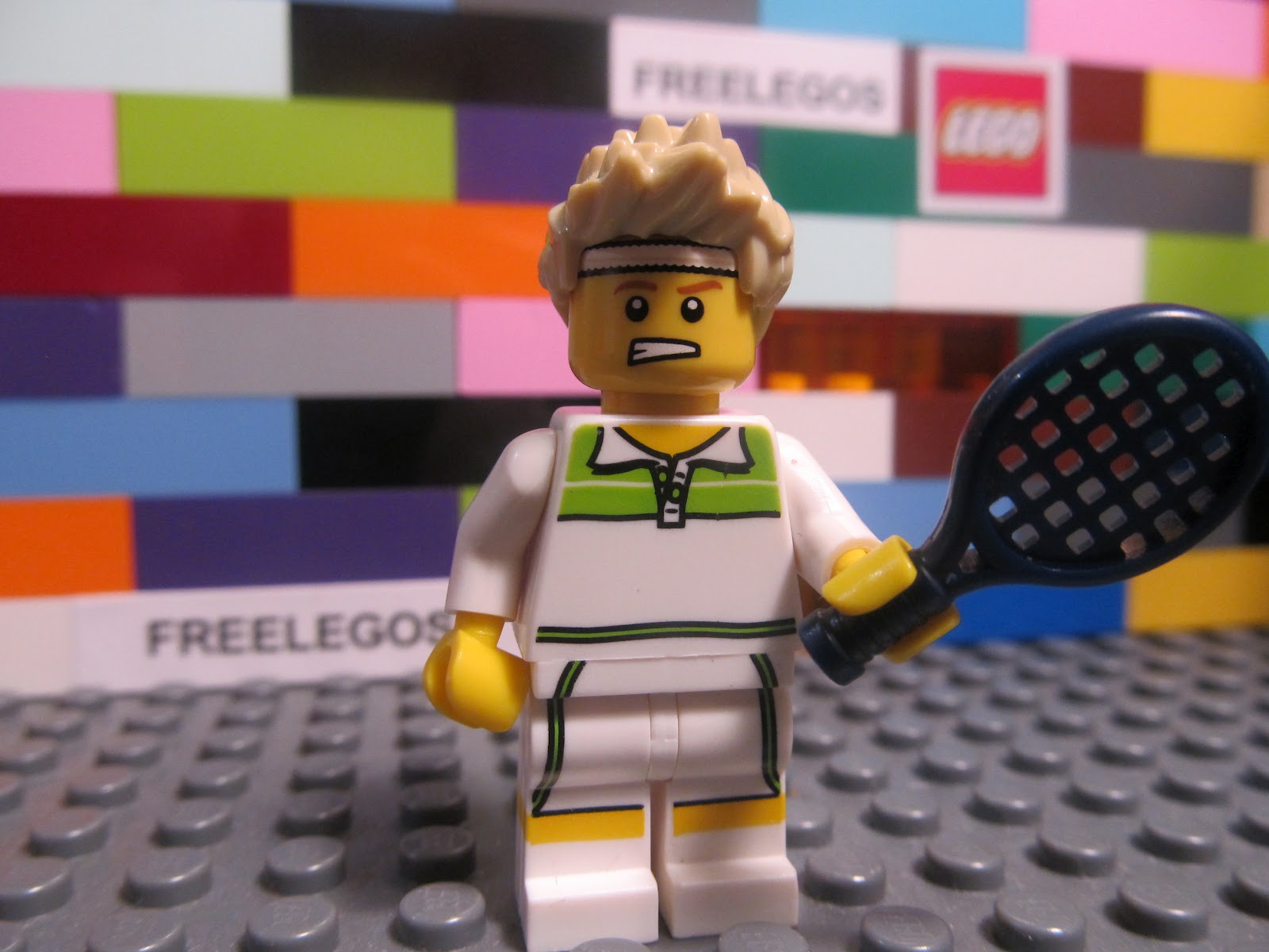 Lego TENNIS ACE player sports minifigure w/ racket racquet SERIES 7