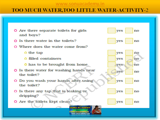 SONU ACADEMY: TOO MUCH WATER TOO LITTLE WATER- ACTIVITES
