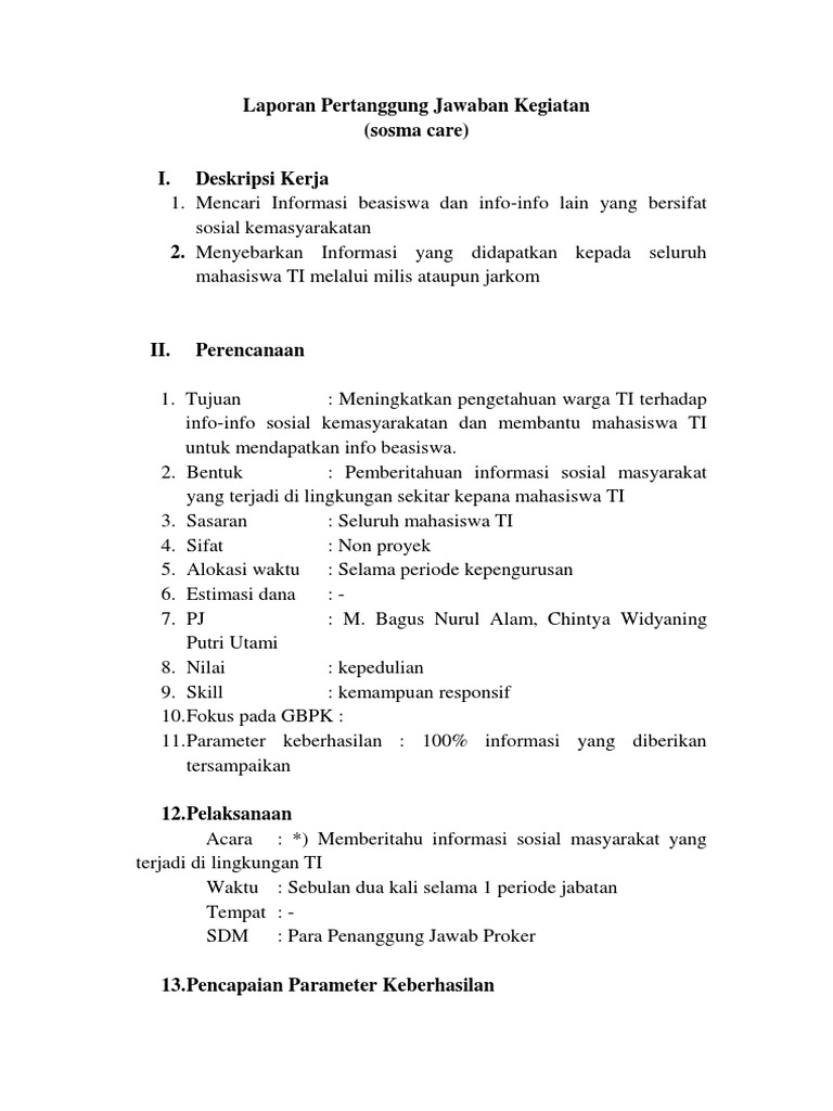 laporan pertanggungjawaban kegiatan - wood scribd indo