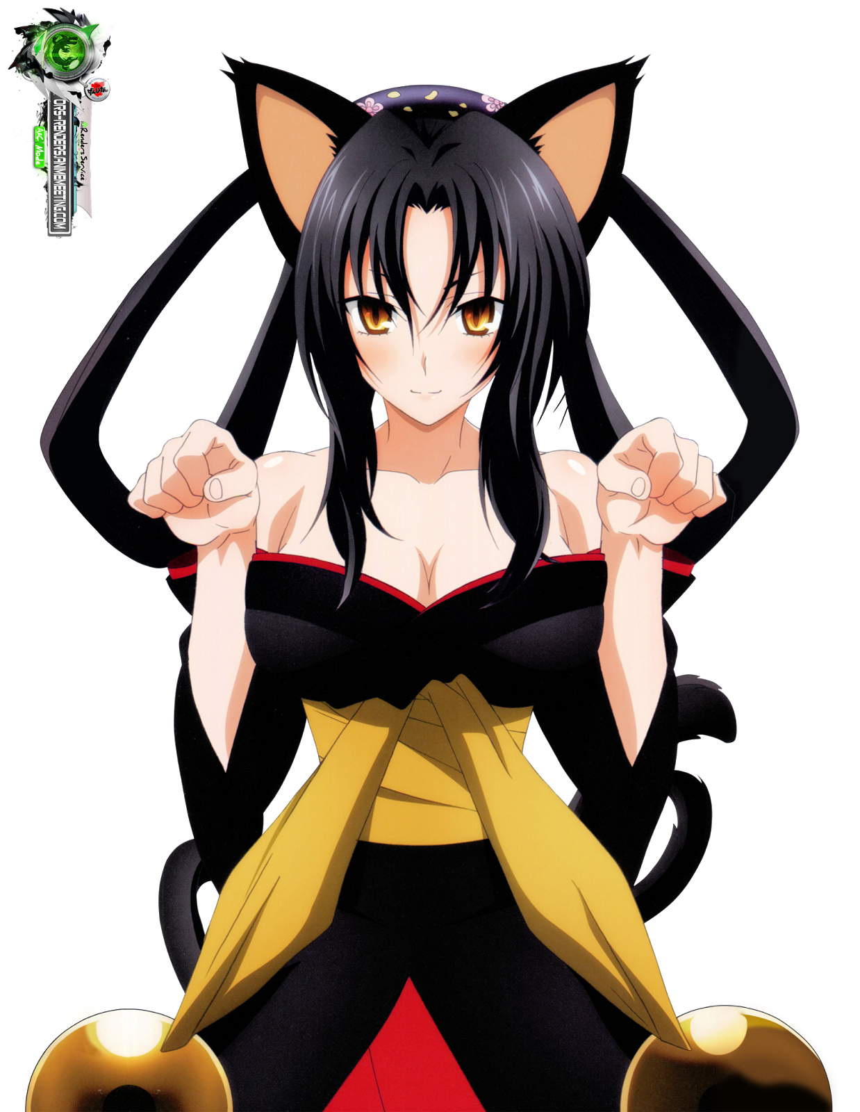 Highschool Dxd Kuroka Mega Cute Nekomimi Kimono Hd Render Ors Anime