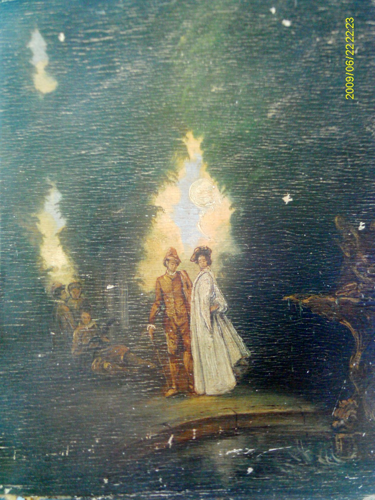 ancien tableau scène de genre romantique﻿ élégante sur bois - au fil du ...