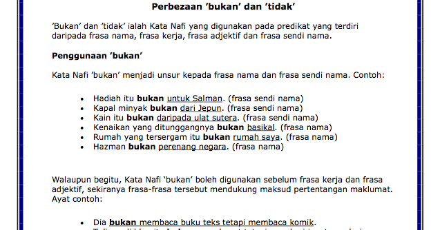 Kelas Cikgu Siti: Perbezaan 'bukan' dan 'tidak'