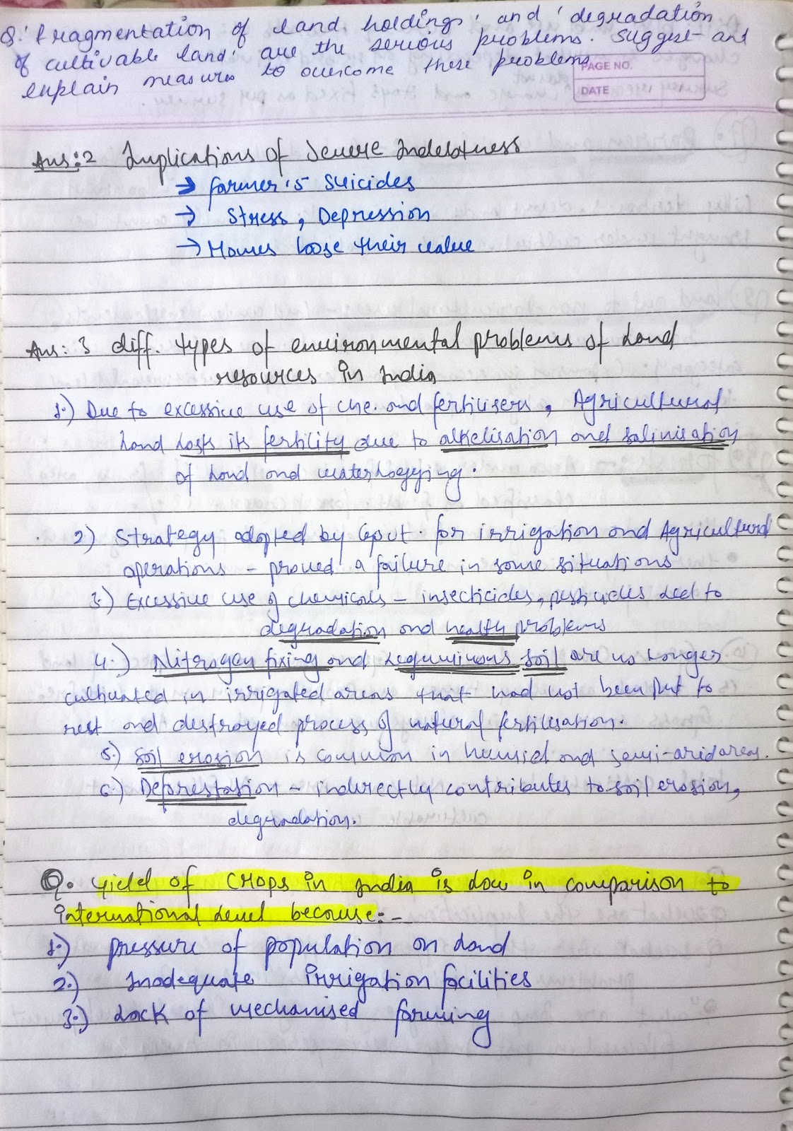 Land Resources and Agriculture- [Geography] Class 12th 'Humanities'