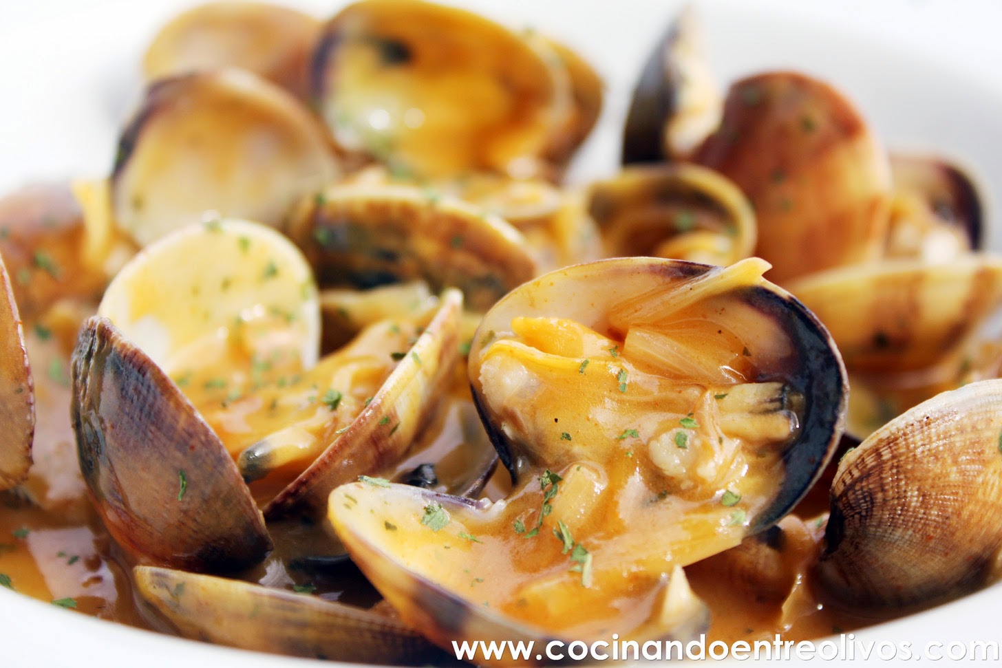 Almejas a la marinera. Receta paso a paso. - Cocinando Entre Olivos