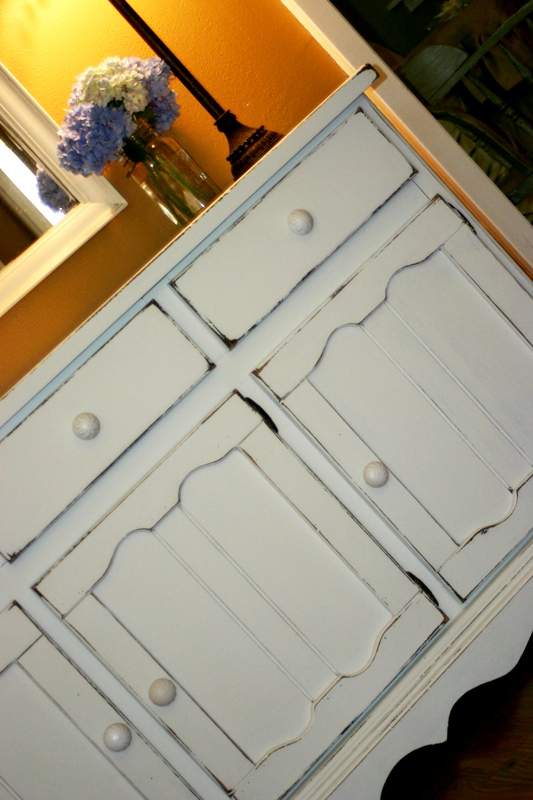 charming creations: Antique White Distressed Farmhouse Buffet Cabinet